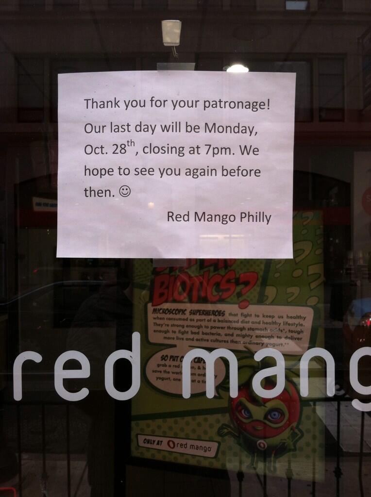 Red Mango Closes at 15th and Locust - Philadelphia Magazine