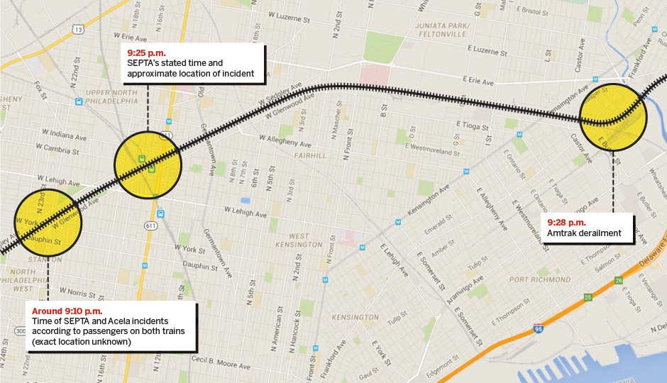 SEPTA, Acela Trains Struck Before Amtrak Crash