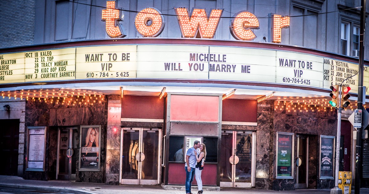 A Guy Proposed on the Tower Theater Marquee and the Photos are Adorable ...