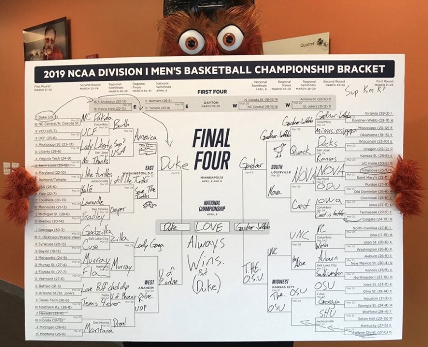 Gritty’s March Madness Bracket Is Better Than Yours - Philadelphia Magazine