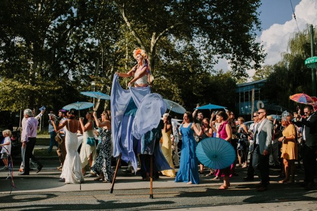 This Fun Philly Block Party Wedding Began with a Carnival-Style Parade