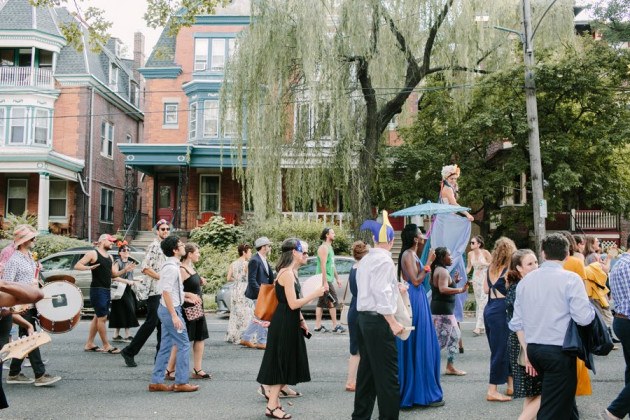 This Fun Philly Block Party Wedding Began with a Carnival-Style Parade