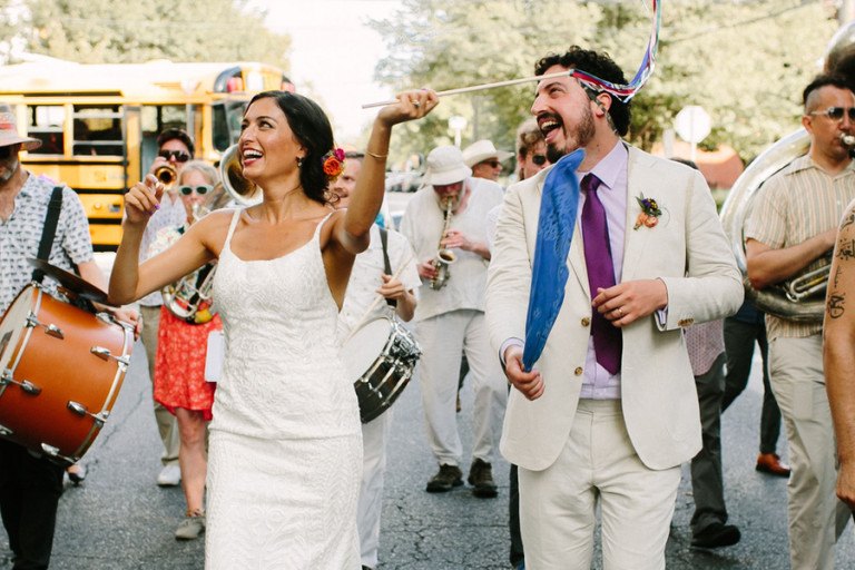This Fun Philly Block Party Wedding Began with a Carnival-Style Parade