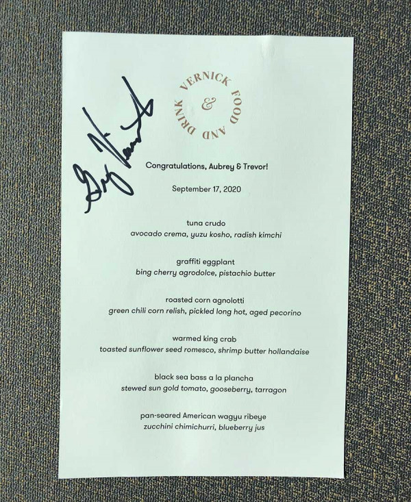 We Eloped at Home Then Had a Private Dinner at Vernick Wine